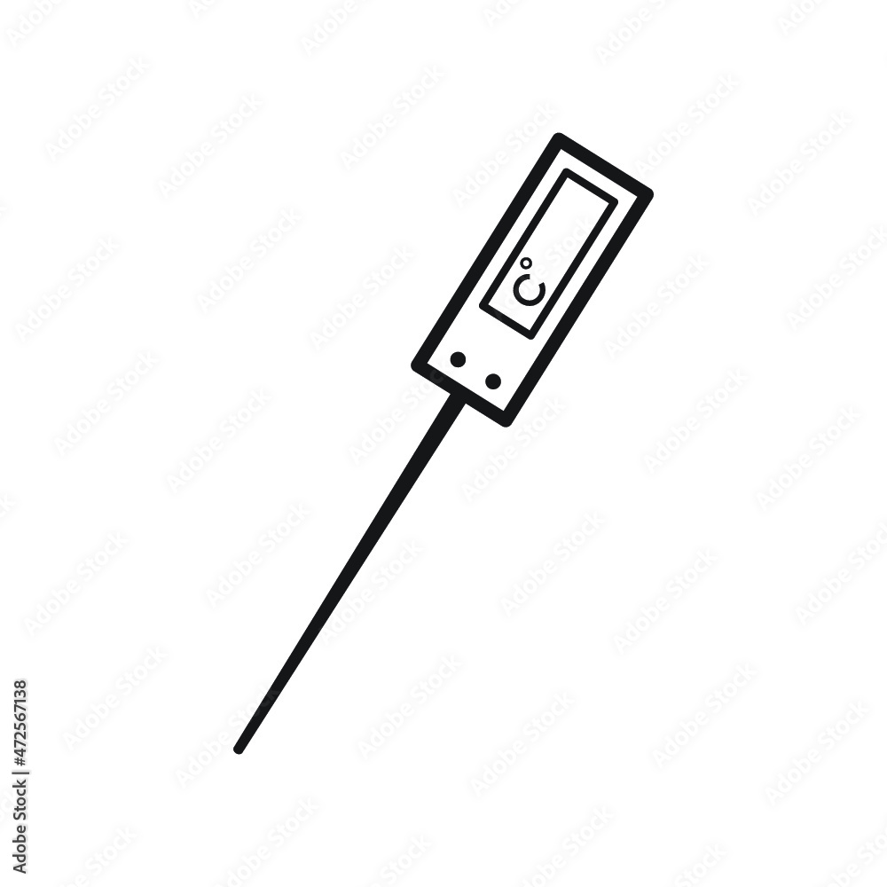 Digital meat thermometer outline icon. Clipart image isolated on white ...