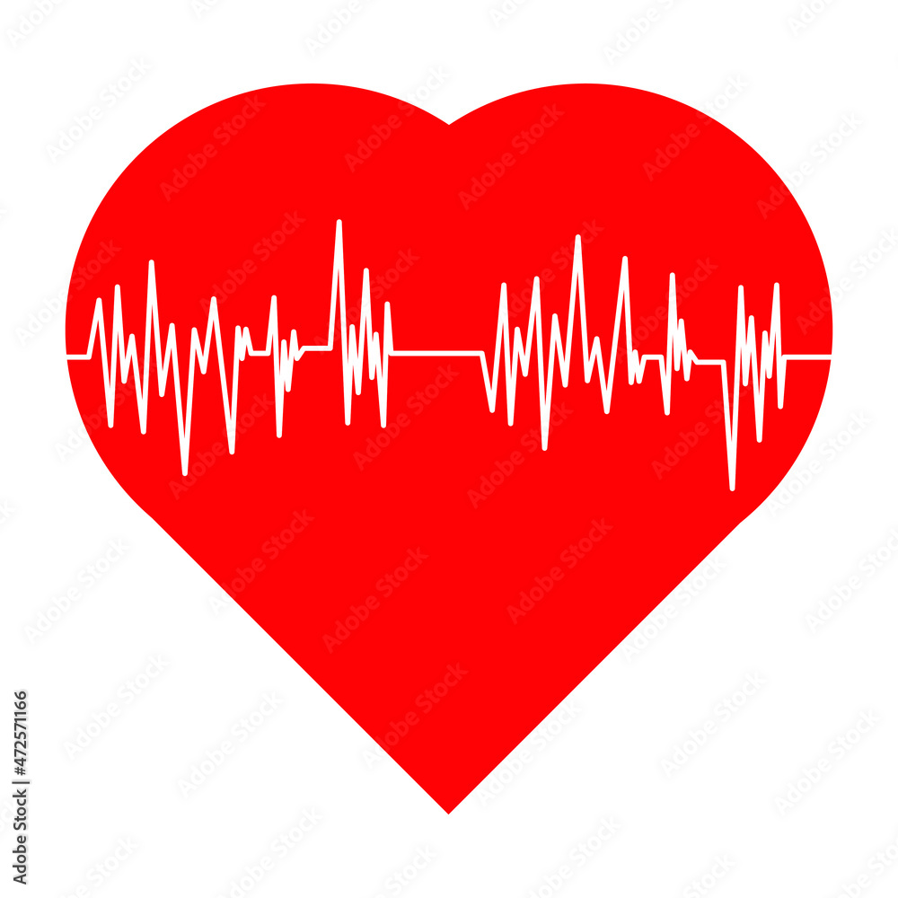Heartbeat heart beat pulse flat icon for medical apps and websites ...
