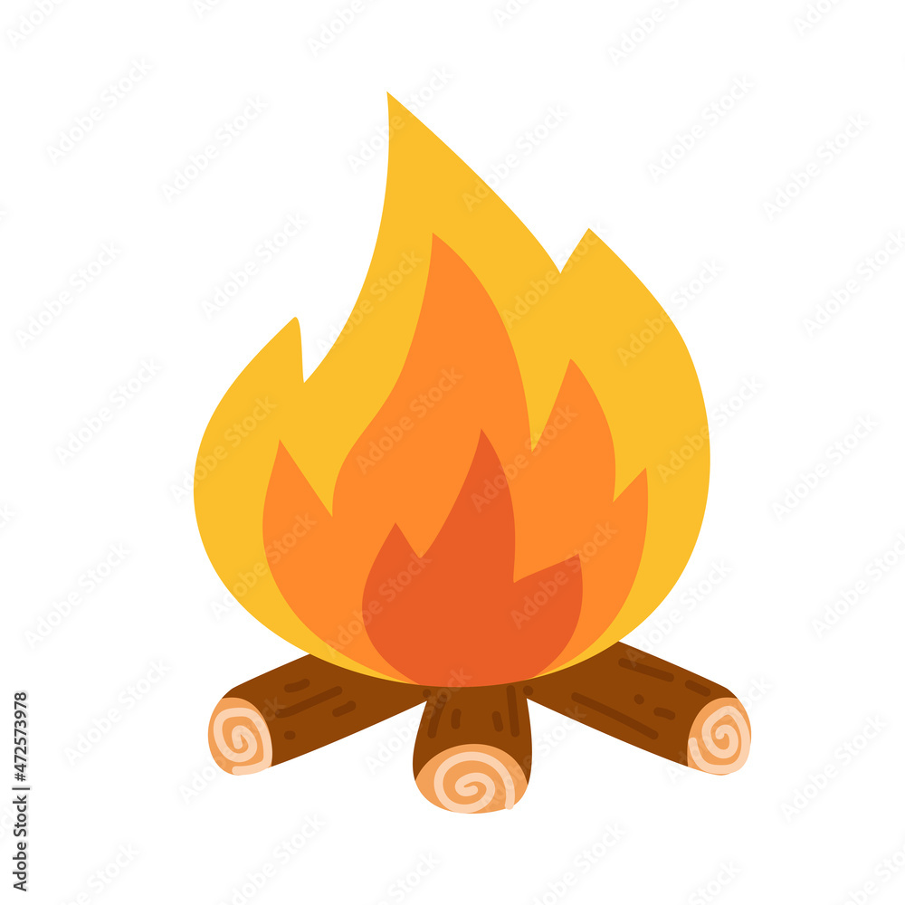 Cartoon vector illustration, Cartoon campfire Stock Vector | Adobe Stock
