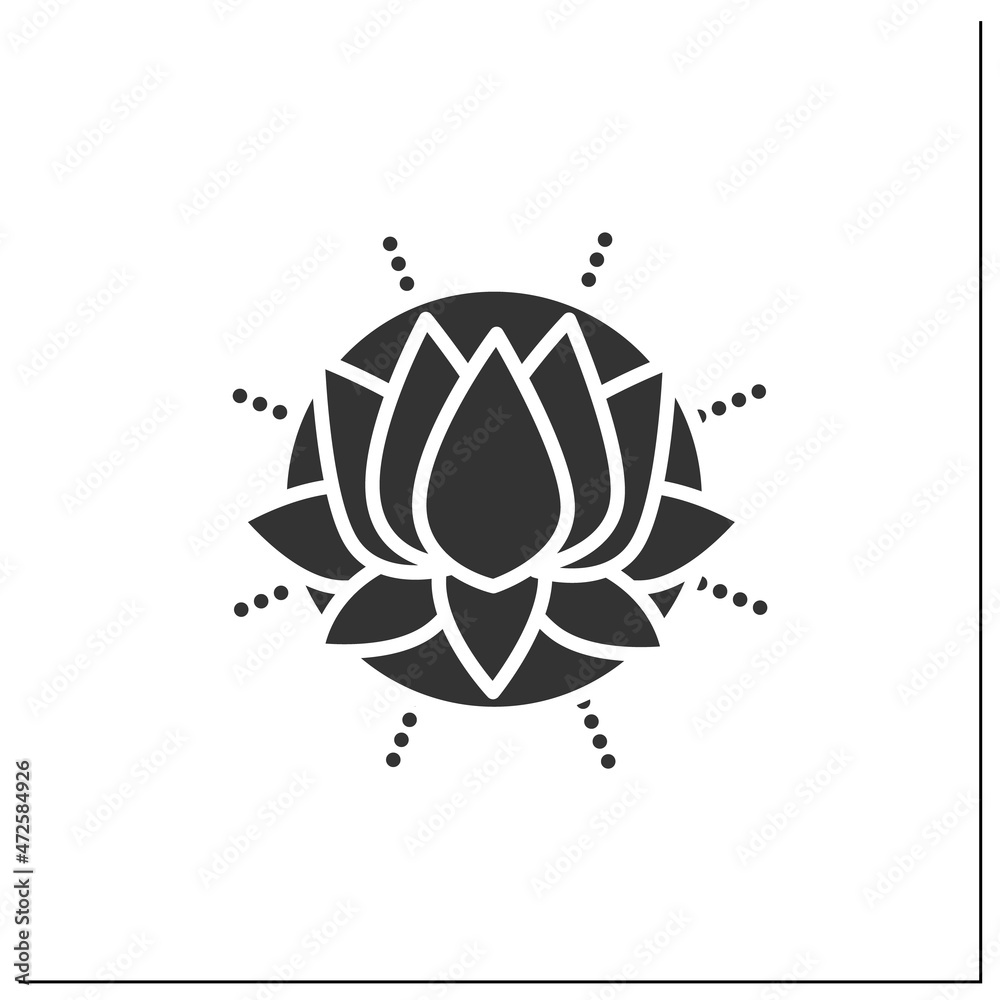 Lotus flower glyph icon. Sacral, totem plant. Indian National flower ...