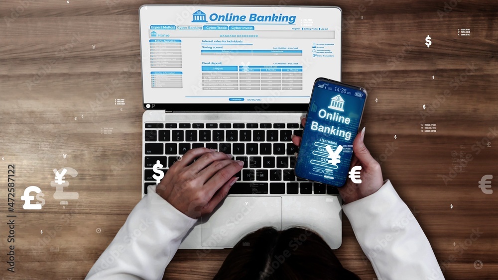 Online Banking for Digital Money Technology conceptual . Graphic ...