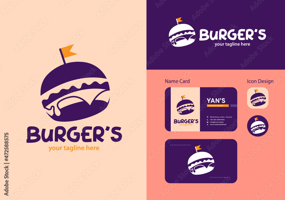 burger logo for restaurant and cafe Stock Vector | Adobe Stock