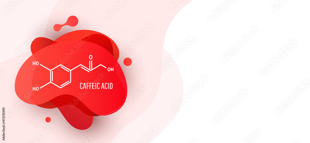 Caffeic acid, C9H8O4 molecular structure. Skeletal chemical formula ...