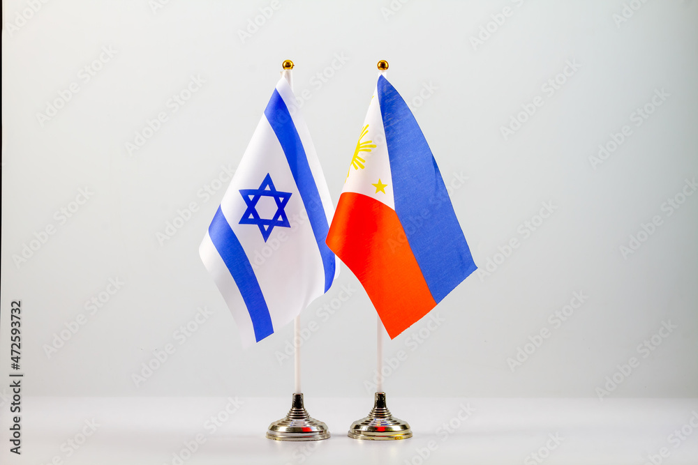 State flags of Israel and the Philippines on a light background. Flags ...