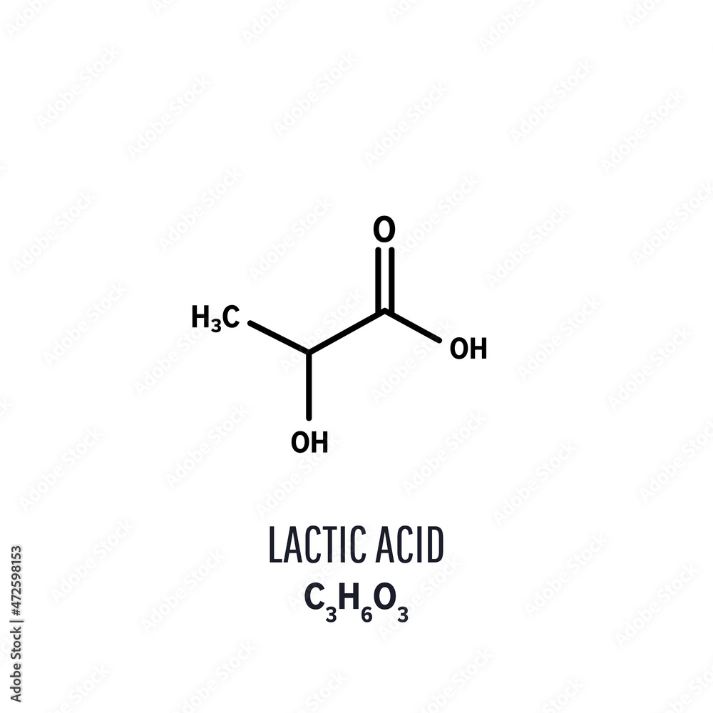 Lactic acid molecular structure. Lactic acid skeletal chemical formula ...
