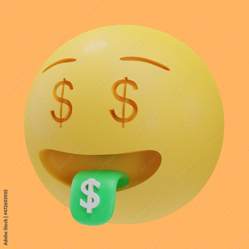 money face emoji 3d illustration Stock Vector | Adobe Stock