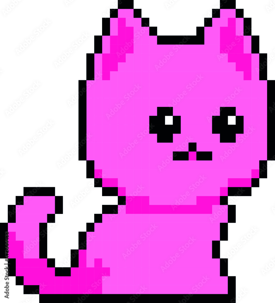 Cat pixel art vector illustration. Cat clip art. Stock Vector | Adobe Stock