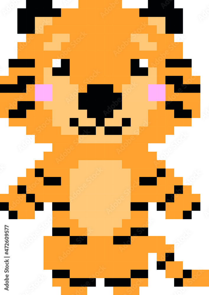 Tiger pixel art vector illustration. Tiger clip art. Stock Vector ...