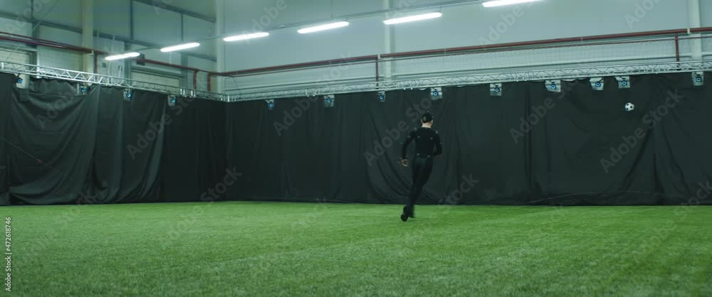 Video Stock Soccer football player wearing motion capture suit ...