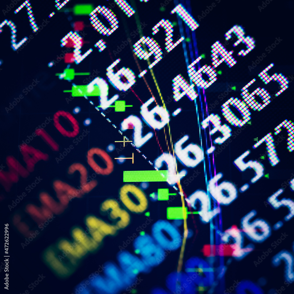 Fundamental and technical analysis for professional technical trading as concept. Digital graph ...