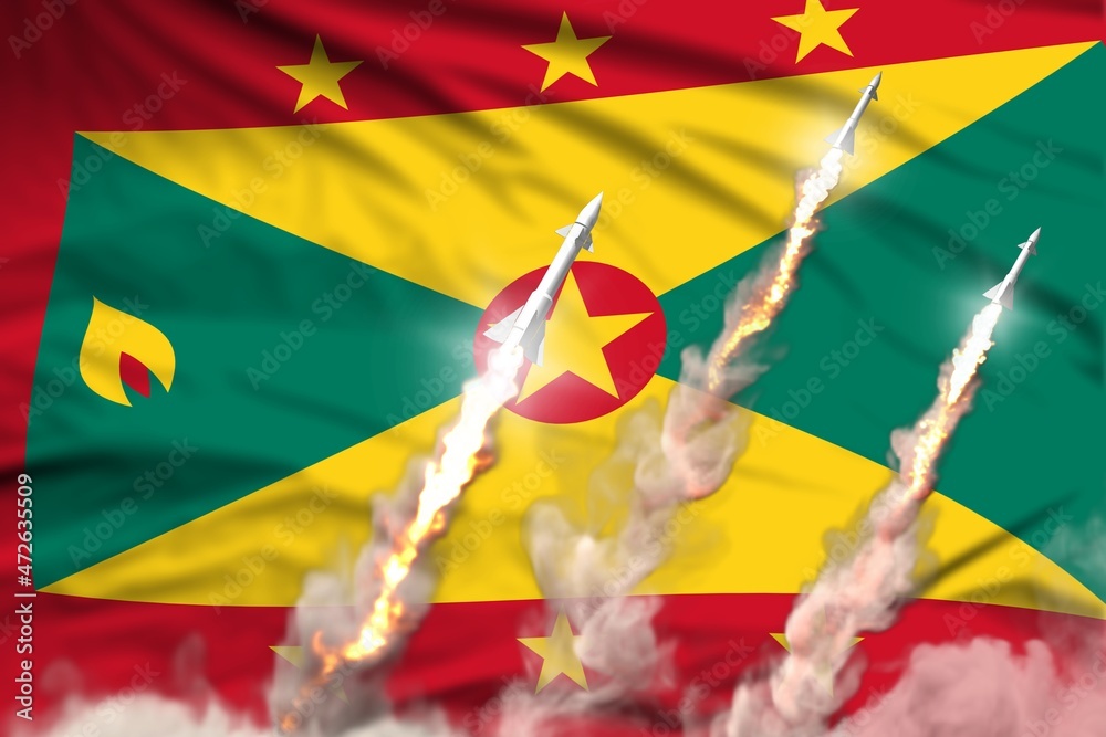 Modern strategic rocket forces concept on flag fabric background ...