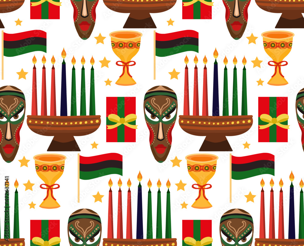 Seamless pattern for Kwanzaa with traditional colored and candles ...