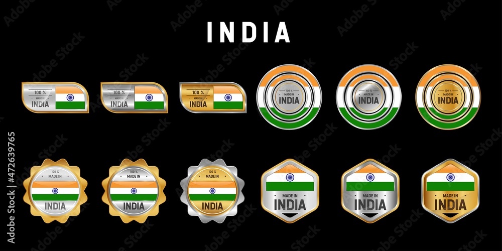 Made in India Label, Stamp, Badge, or Logo. With The National Flag of ...