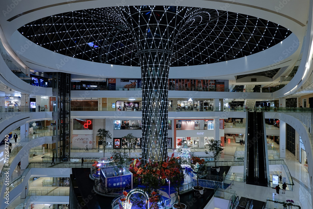 SHANGHAI.China-NOV,29,2021:A shopping mall in Shanghai with a glass ...