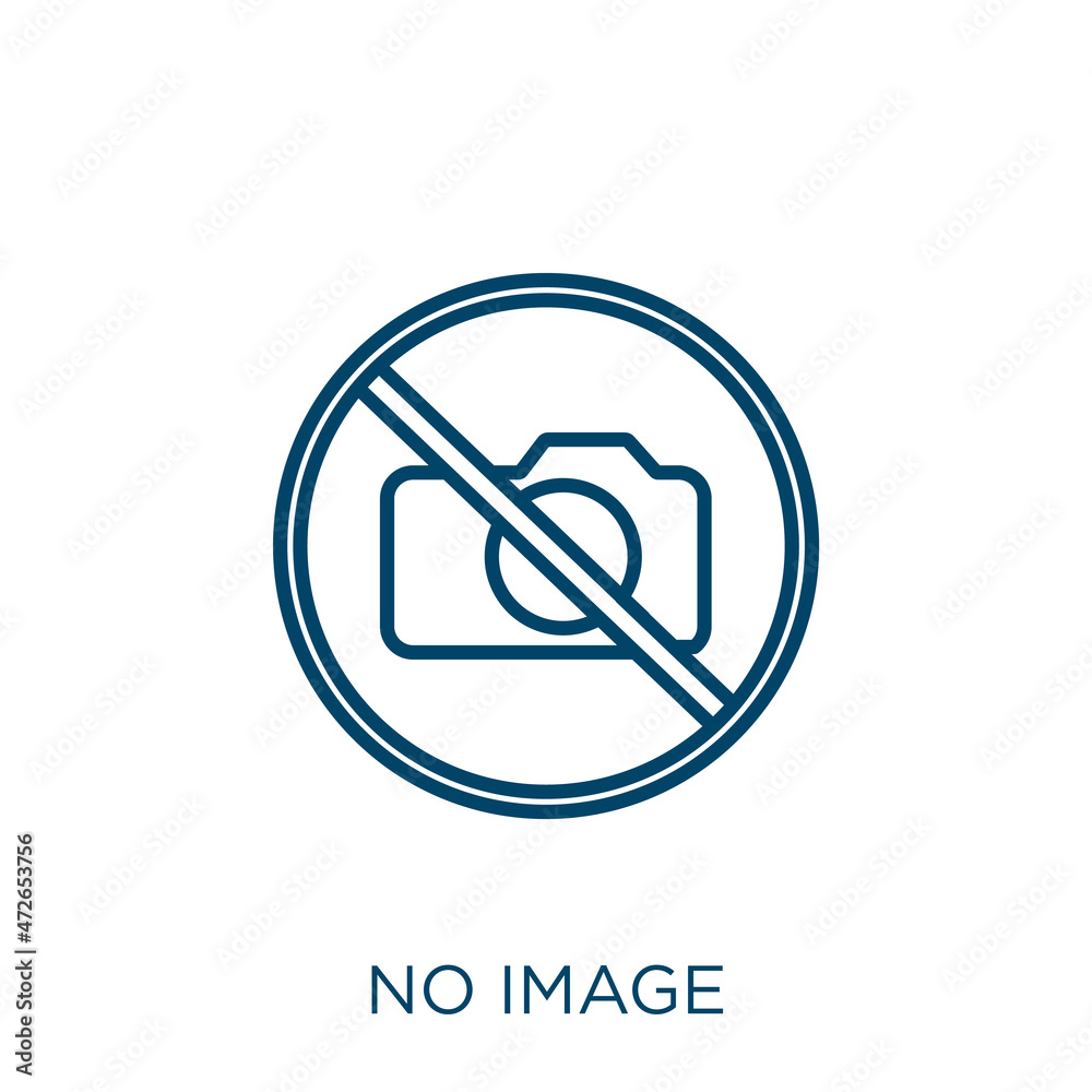 no image icon. Thin linear no image outline icon isolated on white ...
