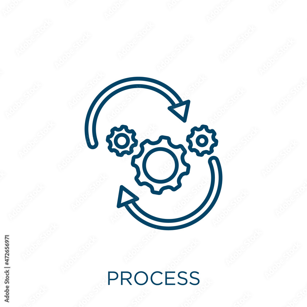 process icon. Thin linear process outline icon isolated on white ...