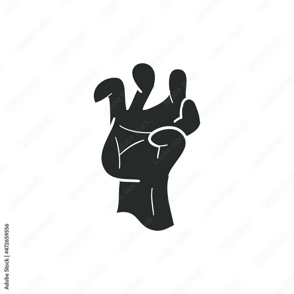 Zombie Hand Icon Silhouette Illustration. Halloween Vector Graphic ...