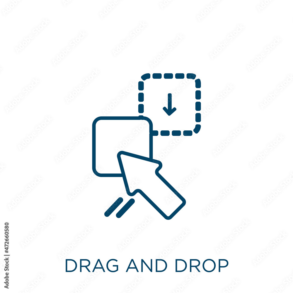 Vecteur Stock drag and drop icon. Thin linear drag and drop outline ...