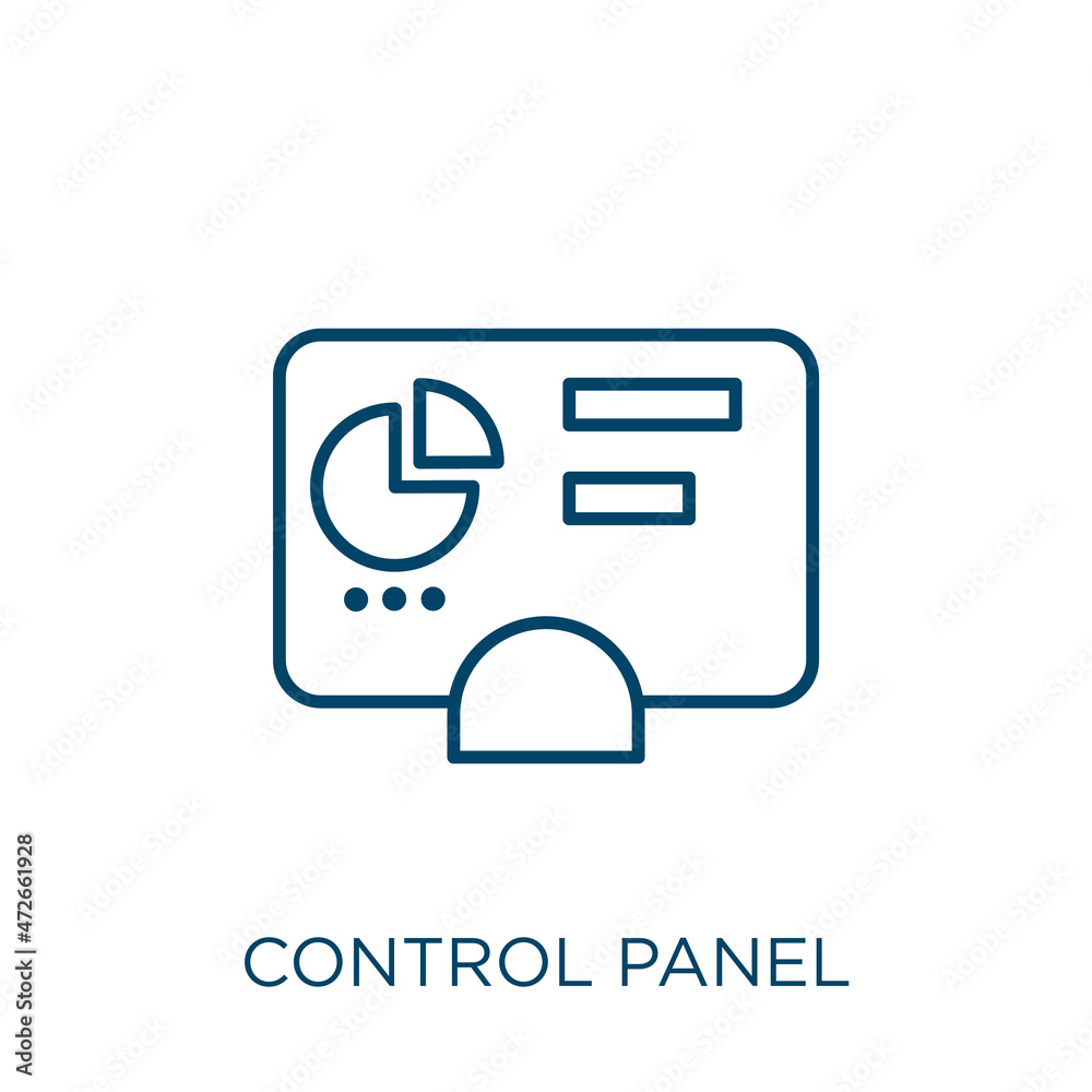 control panel icon. Thin linear control panel outline icon isolated on ...