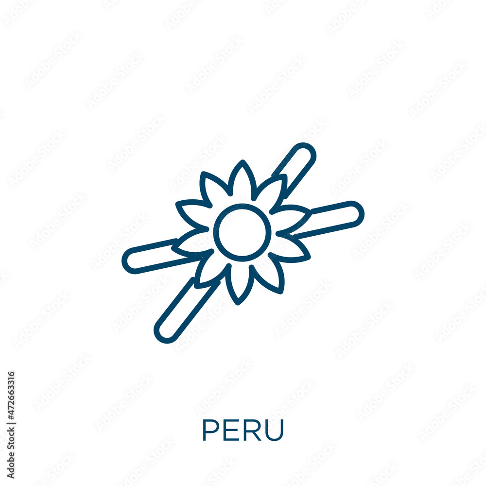 peru icon. Thin linear peru outline icon isolated on white background ...