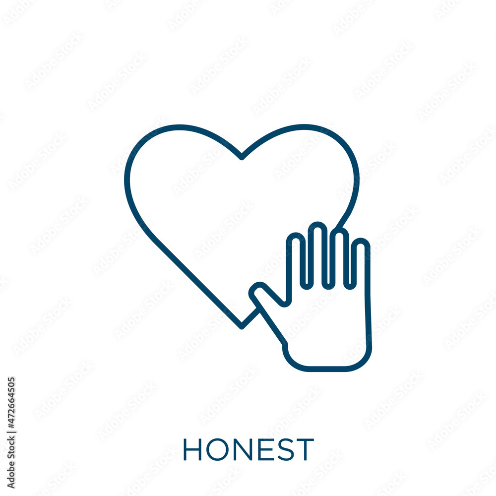 honest icon. Thin linear honest outline icon isolated on white ...