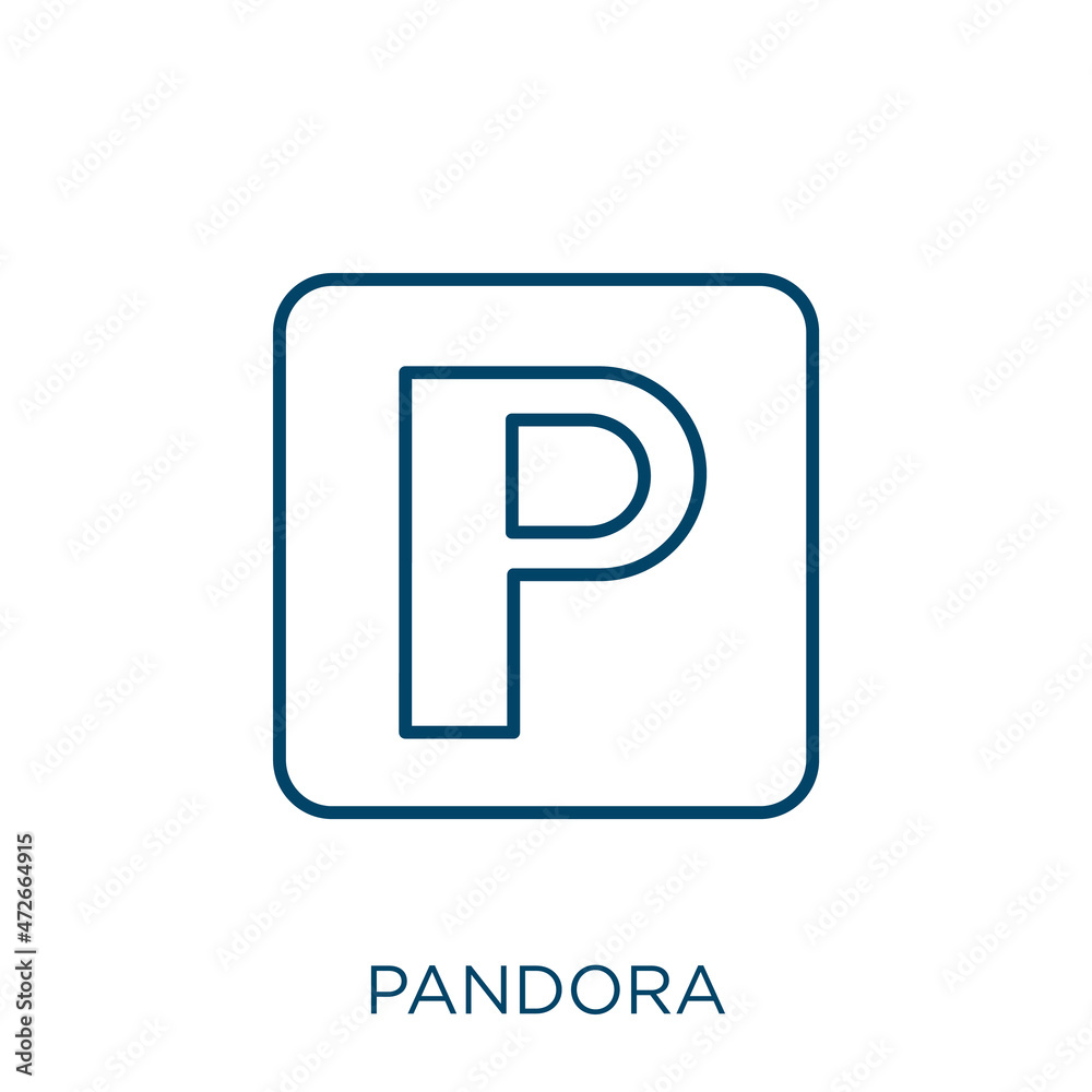pandora icon. Thin linear pandora outline icon isolated on white ...