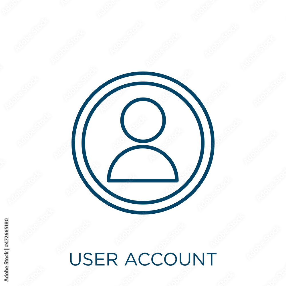 user account icon. Thin linear user account outline icon isolated on ...