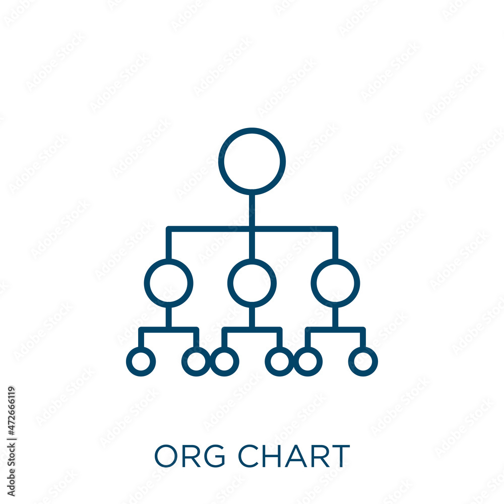 org chart icon. Thin linear org chart outline icon isolated on white ...