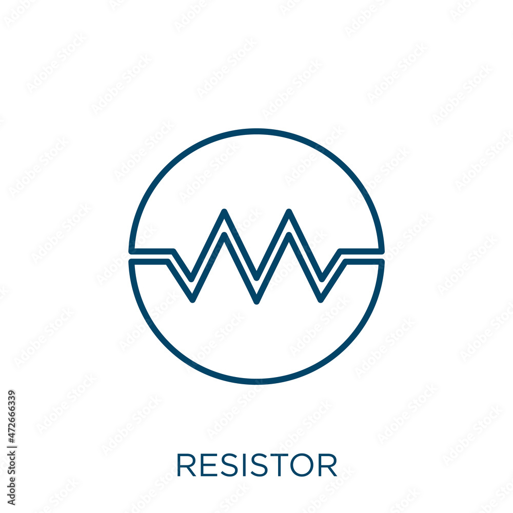 resistor icon. Thin linear resistor outline icon isolated on white ...