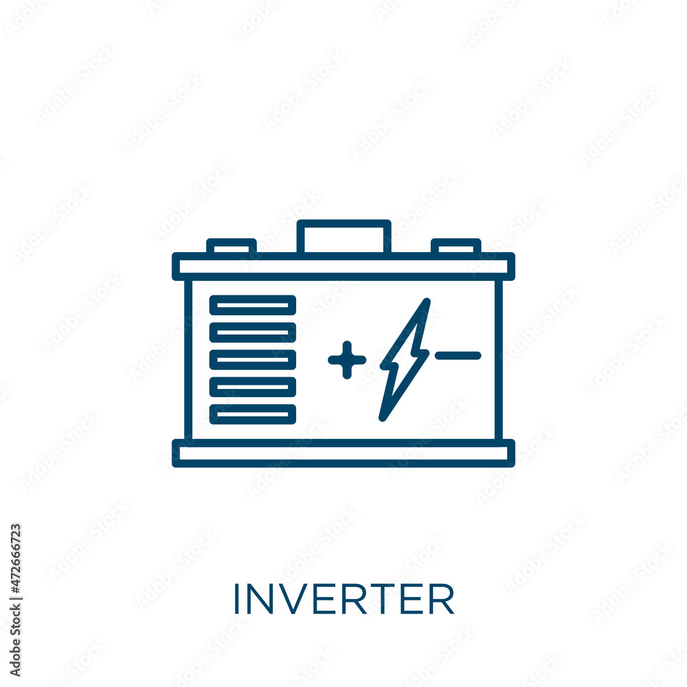 inverter icon. Thin linear inverter outline icon isolated on white ...