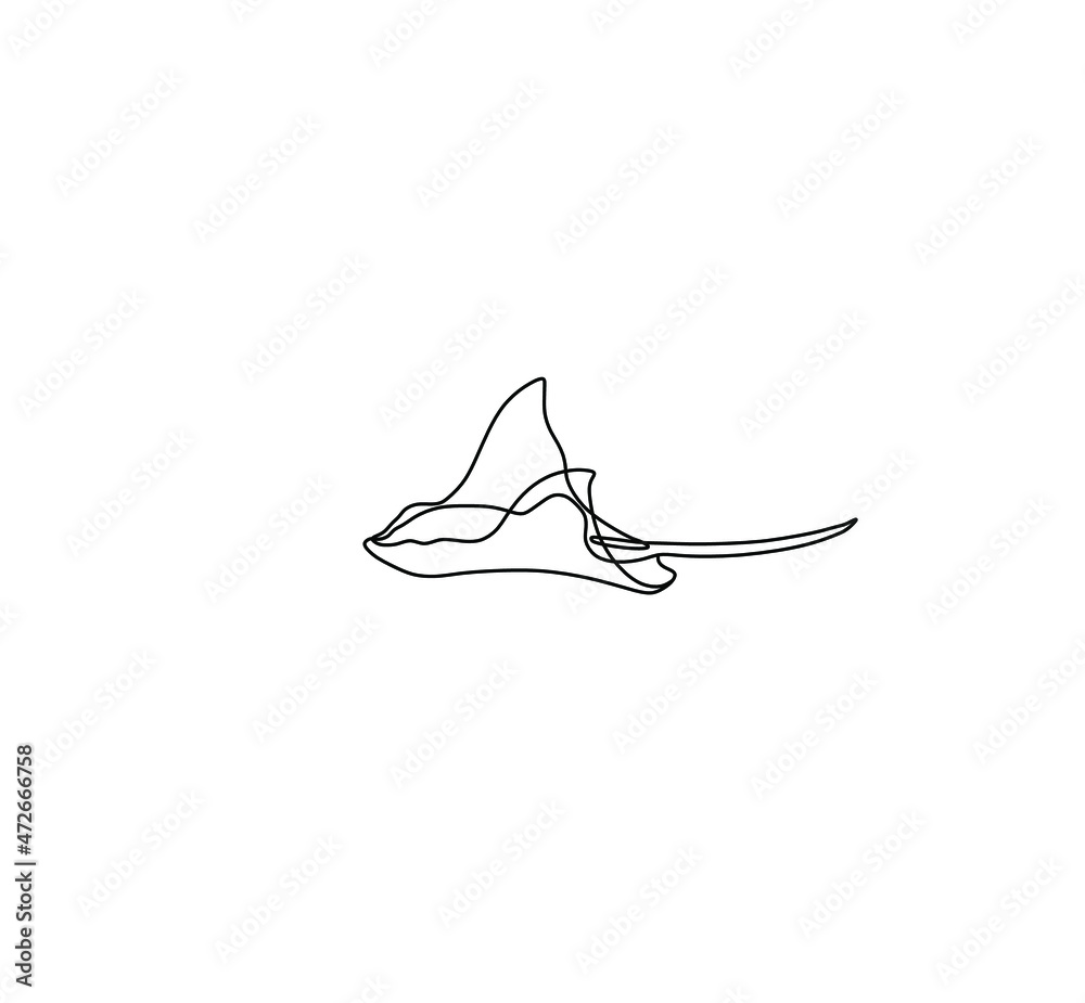 Póster Vector isolated manta ray one line single line drawing – Cuadro ...