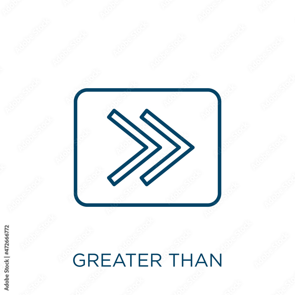 greater than icon. Thin linear greater than outline icon isolated on ...