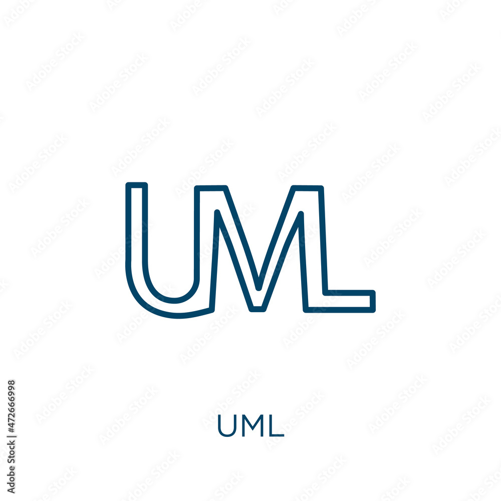 uml icon. Thin linear uml outline icon isolated on white background ...