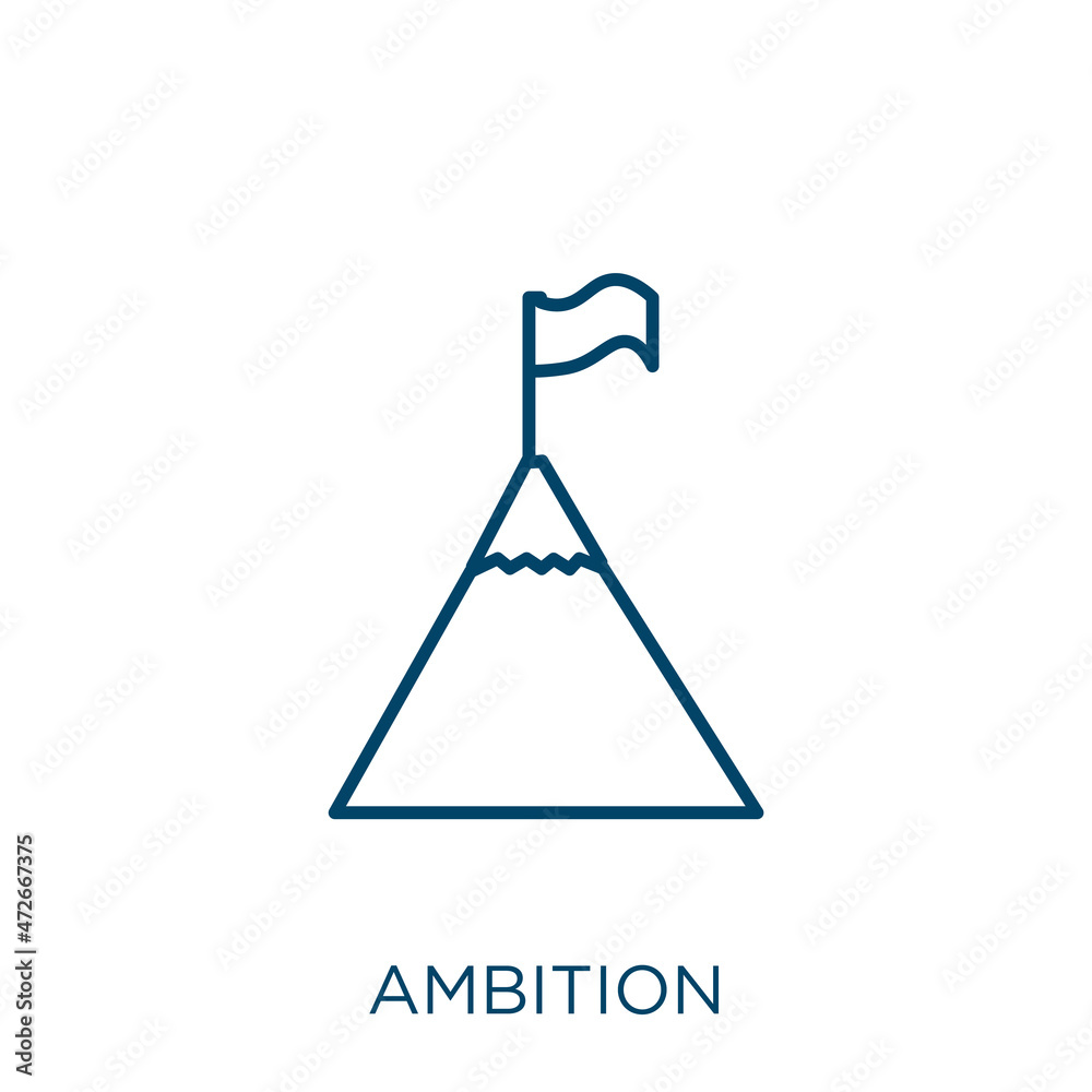ambition icon. Thin linear ambition outline icon isolated on white ... ambition icon. Thin linear ambition outline icon isolated on white ...
