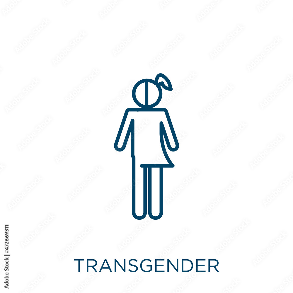 transgender icon. Thin linear transgender outline icon isolated on ...