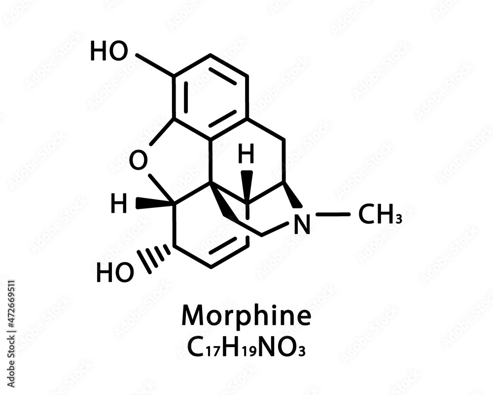 Morphine molecular structure. Morphine skeletal chemical formula ...
