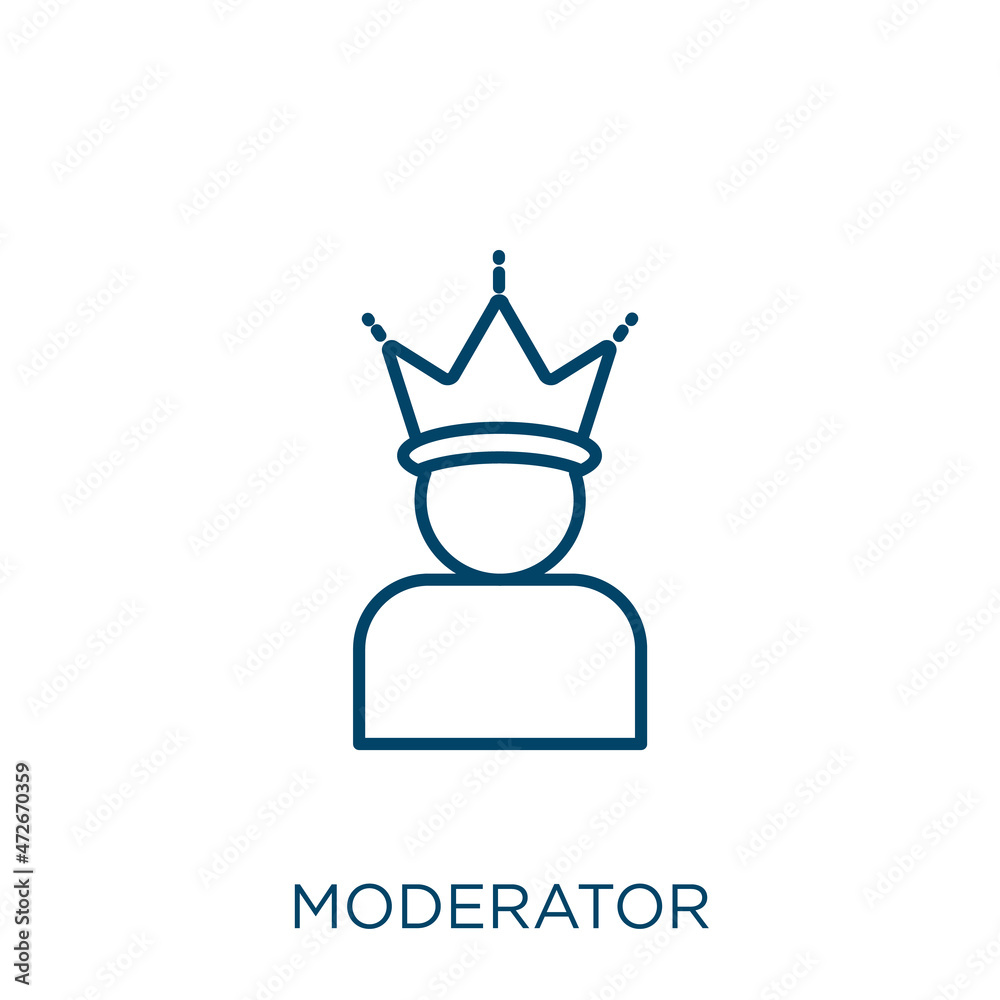 moderator icon. Thin linear moderator outline icon isolated on white ...