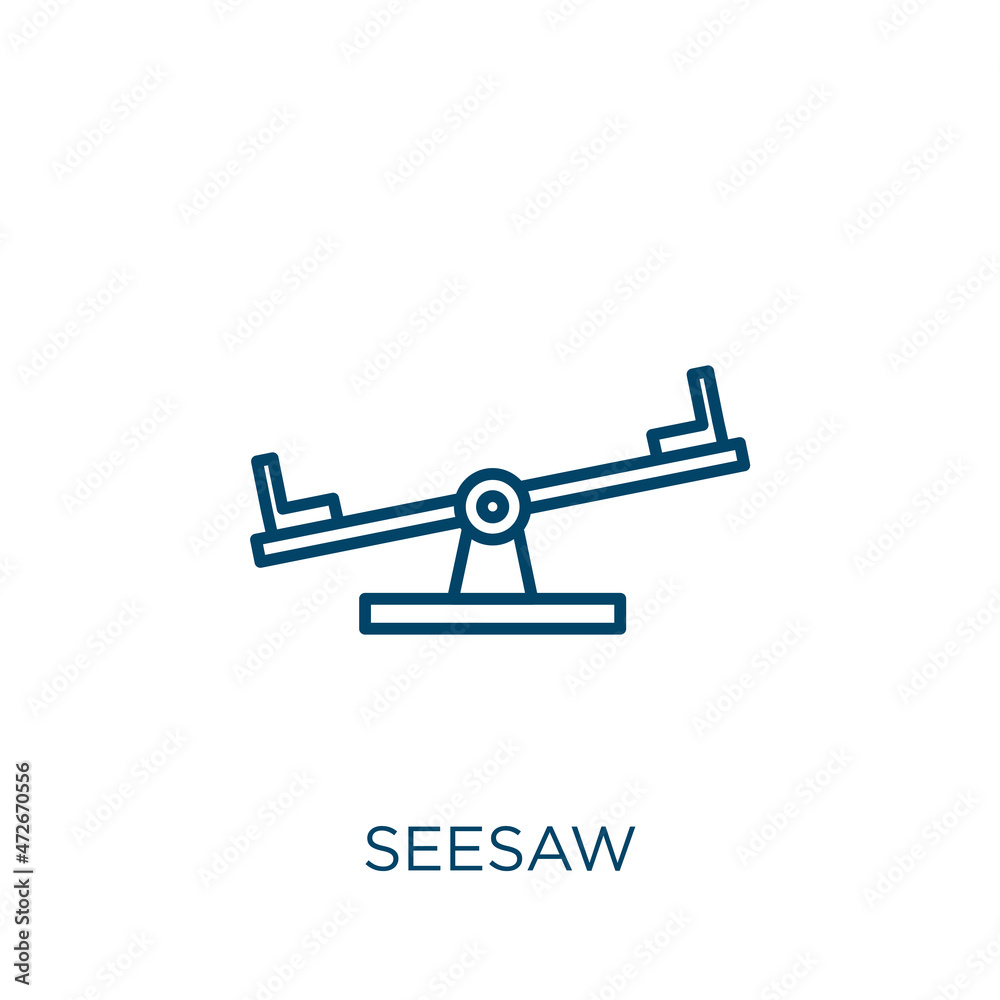 seesaw icon. Thin linear seesaw outline icon isolated on white ...