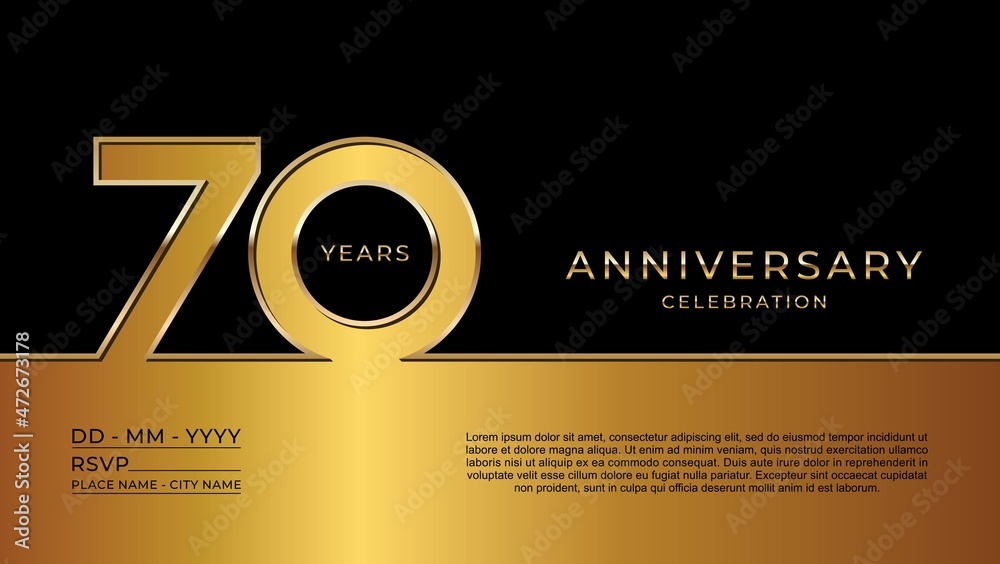 70th anniversary logotype. Golden anniversary celebration template ...
