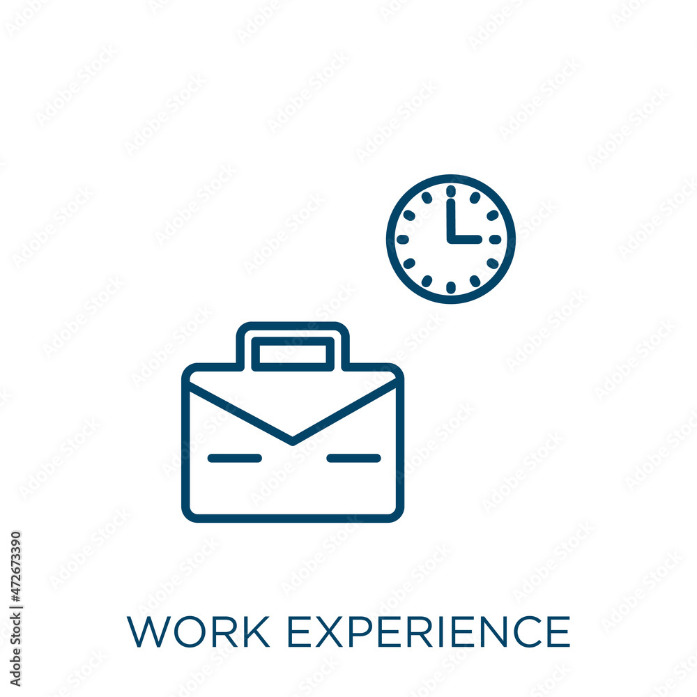 work experience icon. Thin linear work experience outline icon isolated ...