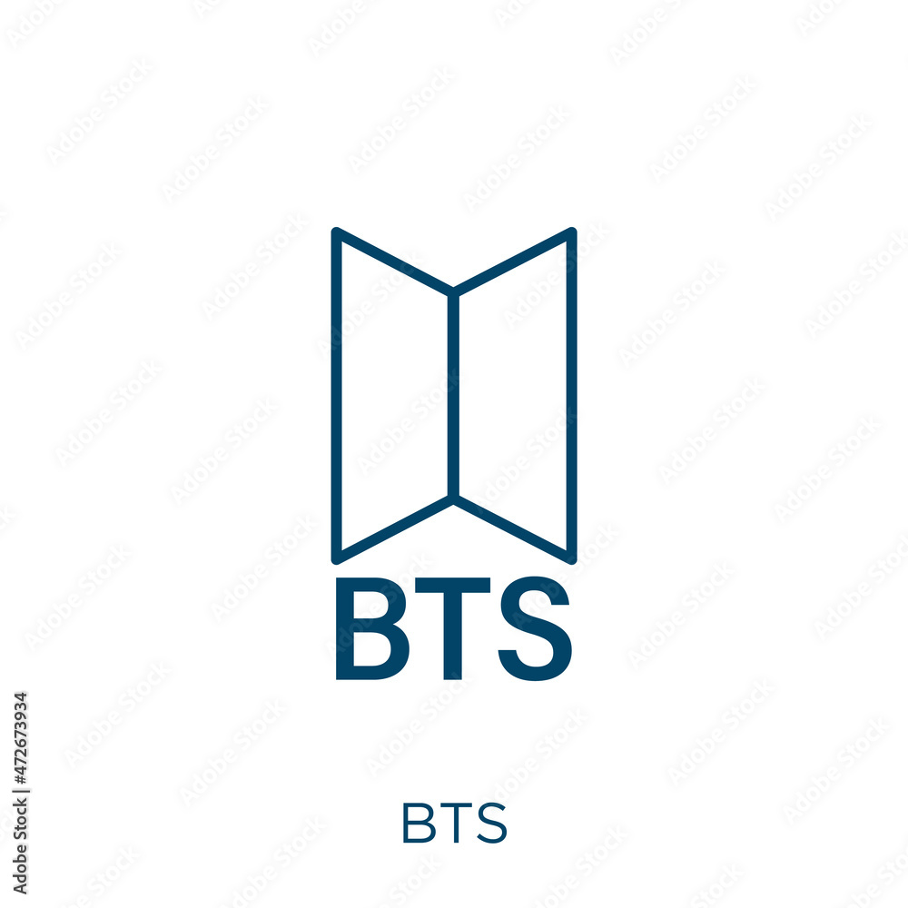 bts icon. Thin linear bts outline icon isolated on white background ...