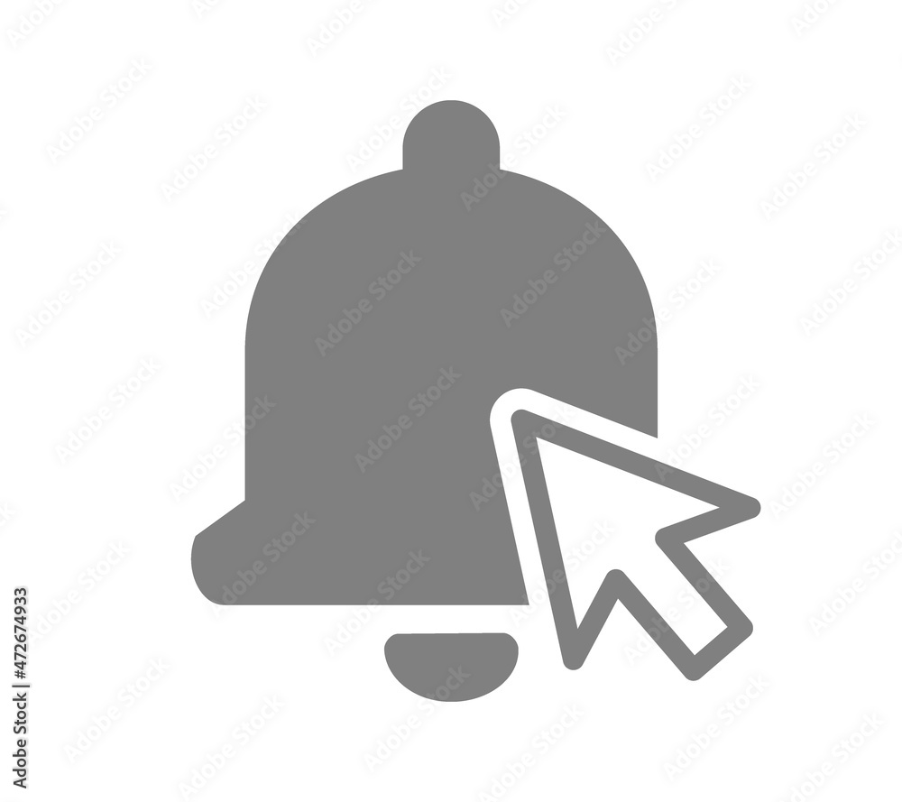 Arrow cursor click the notification bell icon. Subscribe button, bell ...