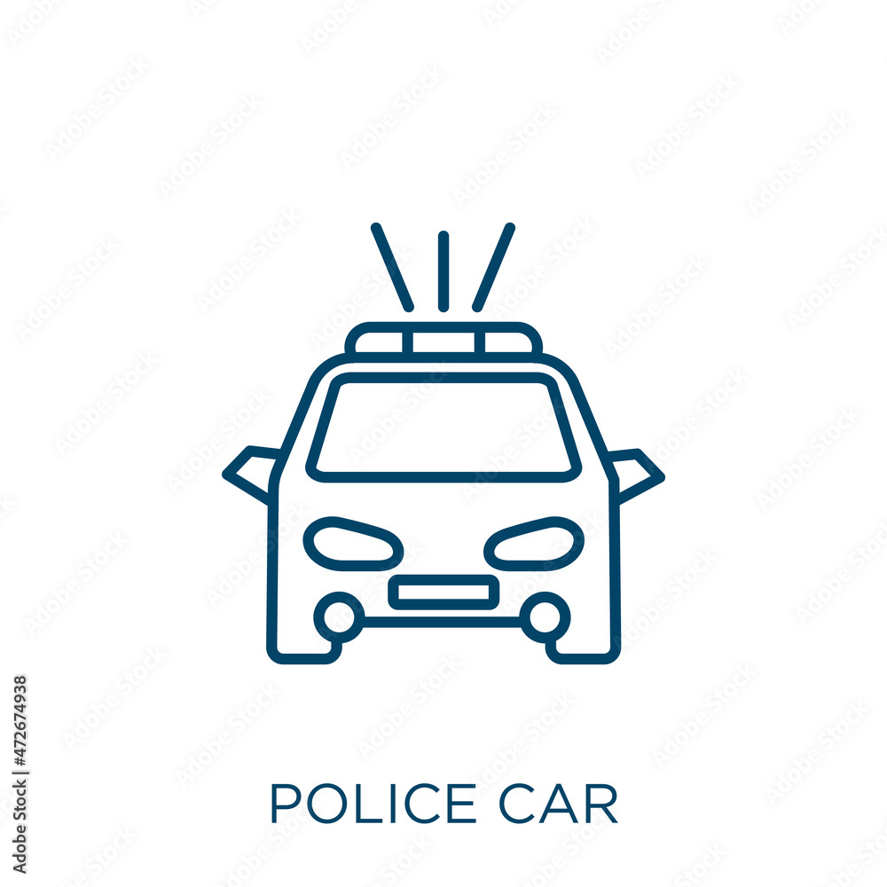 police car icon. Thin linear police car outline icon isolated on white ... police car icon. Thin linear police car outline icon isolated on white ...