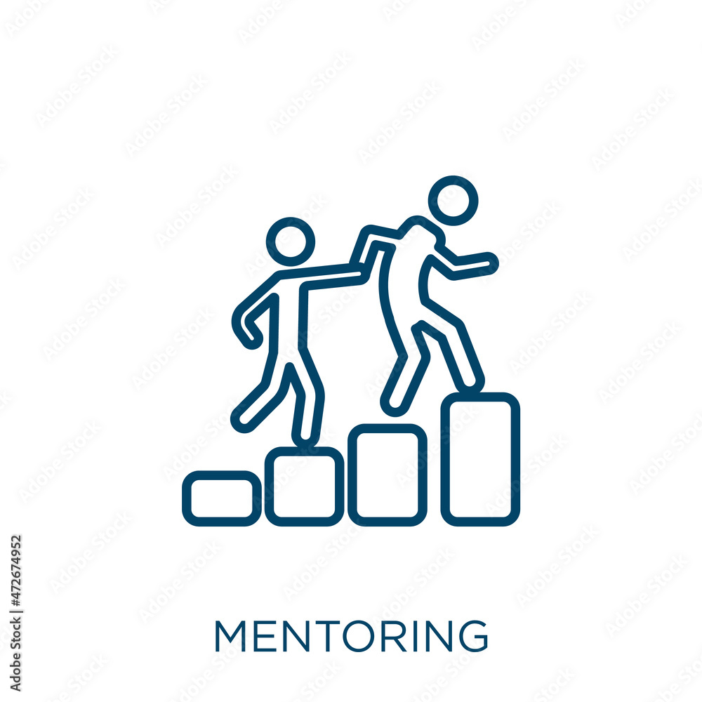 mentoring icon. Thin linear mentoring outline icon isolated on white ...