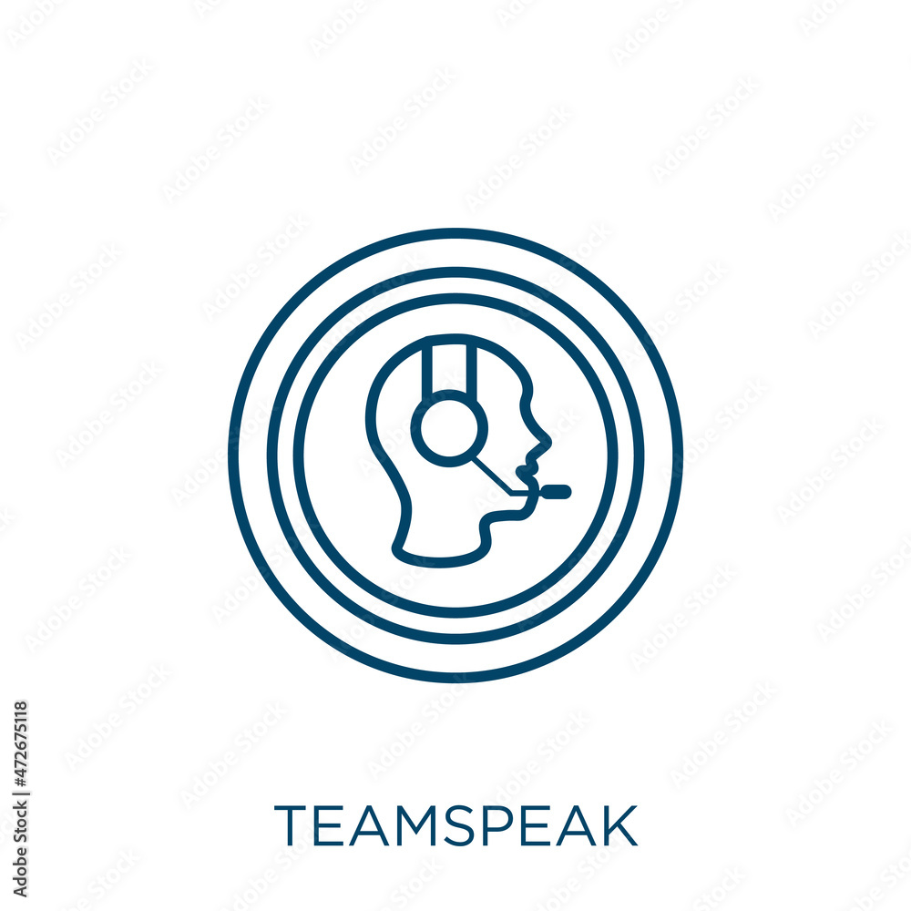 teamspeak icon. Thin linear teamspeak outline icon isolated on white ...