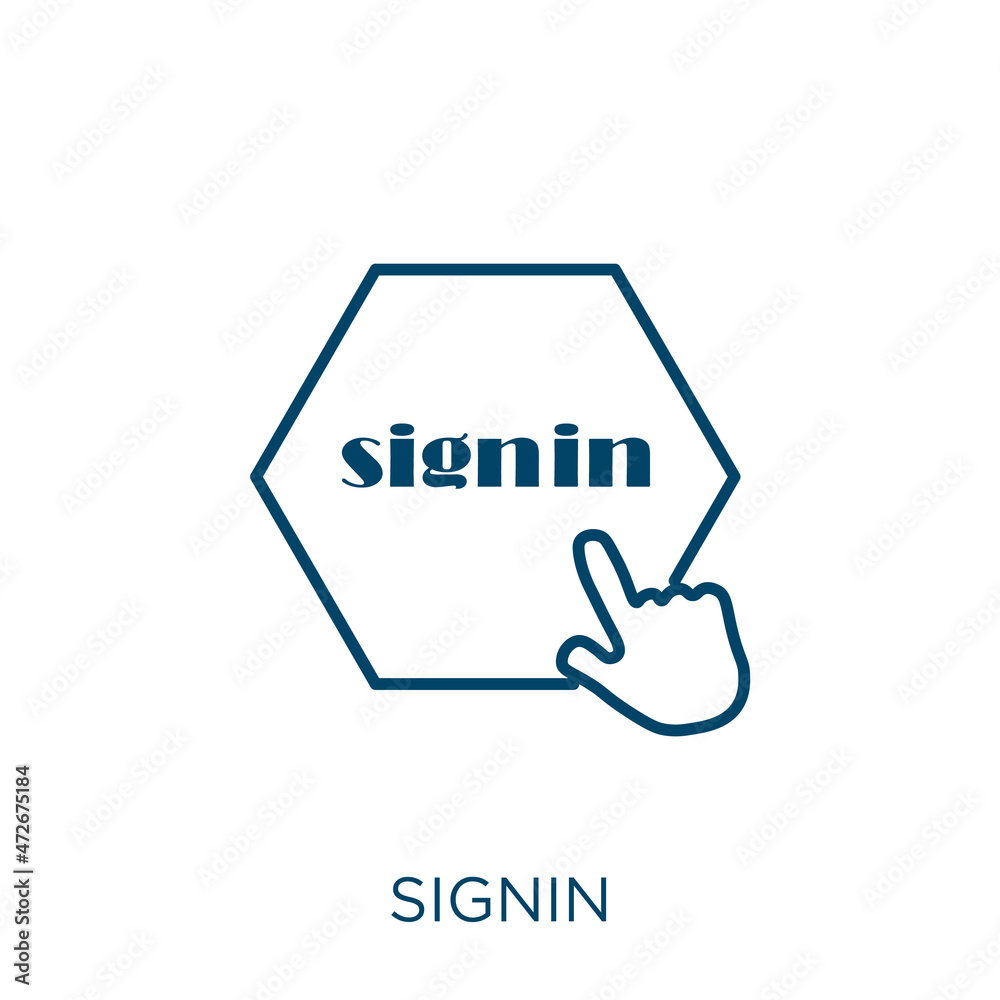 signin icon. Thin linear signin outline icon isolated on white ...