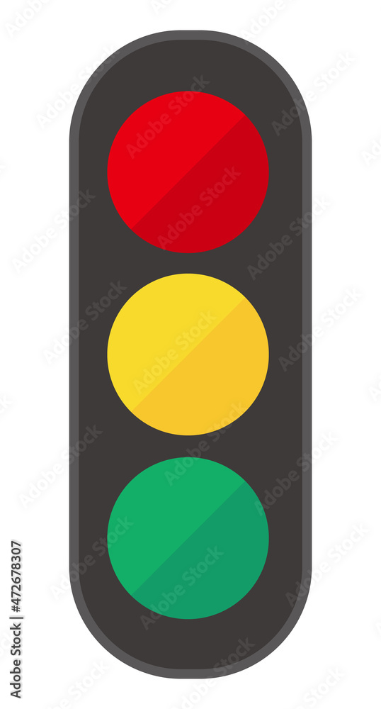 Vertical traffic light. Vector illustration of flat design for traffic ...