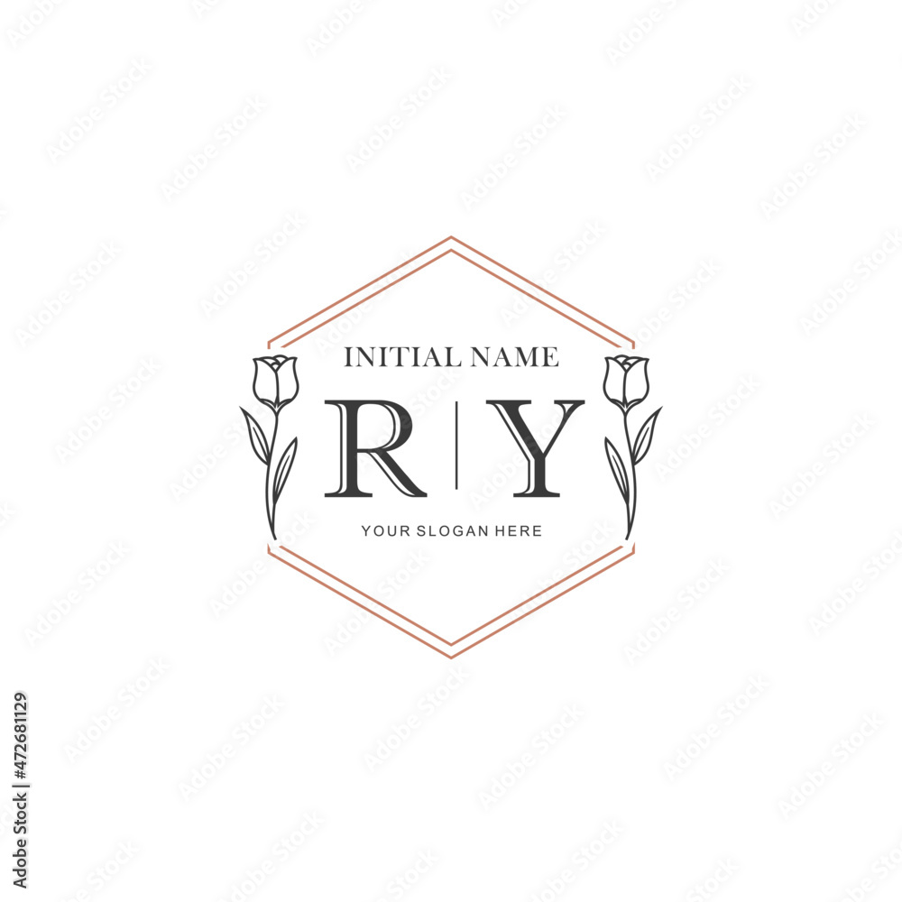 RY Hand drawn wedding monogram logo Stock Vector | Adobe Stock
