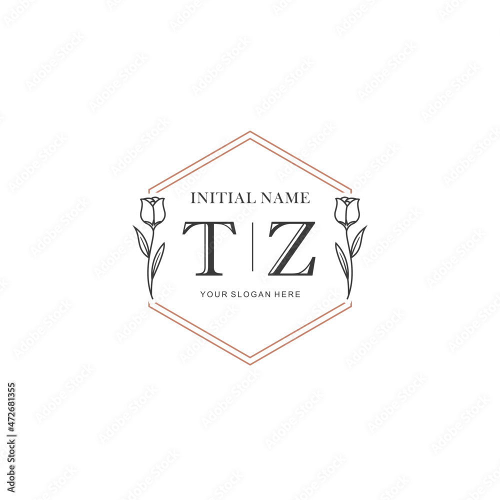 TZ Hand drawn wedding monogram logo Stock Vector | Adobe Stock