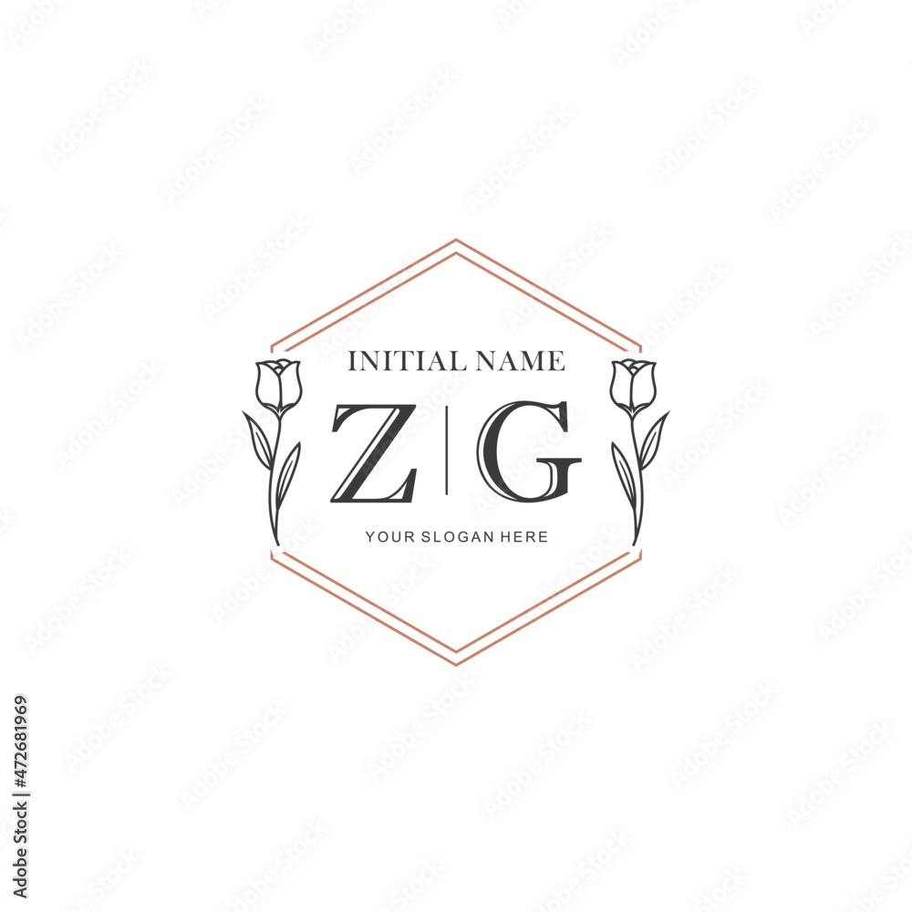 ZG Hand drawn wedding monogram logo Stock Vector | Adobe Stock